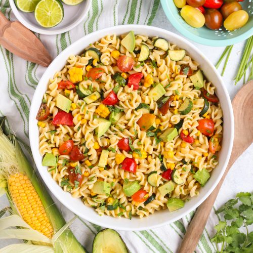 Grilled Corn Pasta Salad with Hot Lime Dressing - Zen & Spice