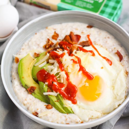 Savory Cheddar Oatmeal with Bacon & Avocado - Zen & Spice